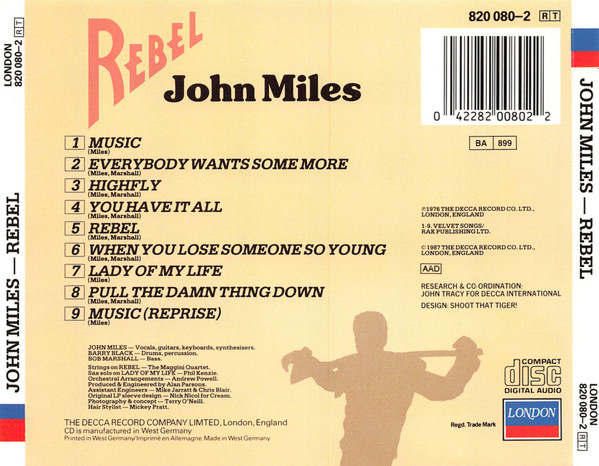 John Miles – Rebel Cd (West Germany) – smilemusic