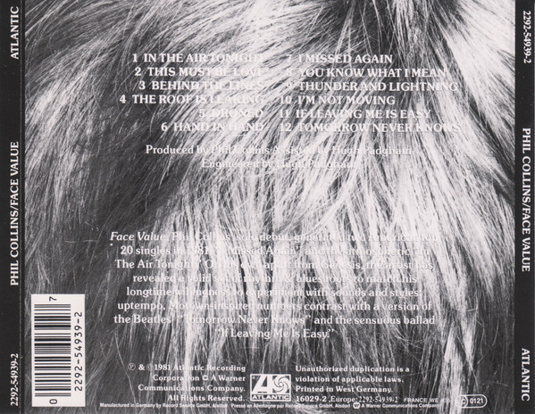 Phil Collins – Face Value Cd – smilemusic